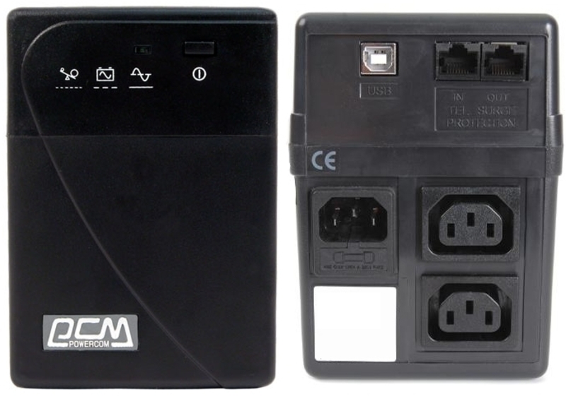 ДБЖ Powercom BNT-600AP, Lin.int., AVR, 2 x IEC, USB, пластик (00210085) - STOREinUA